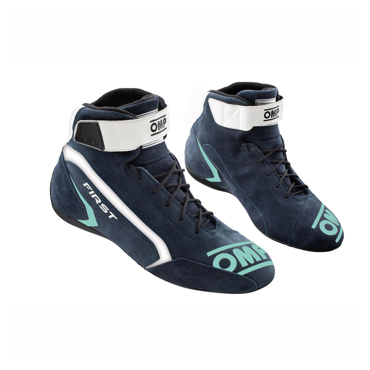 OMP Italy FIRST MY21 Racing Shoes Navy/Turquoise (FIA) ((IC0-0824-A01 ...
