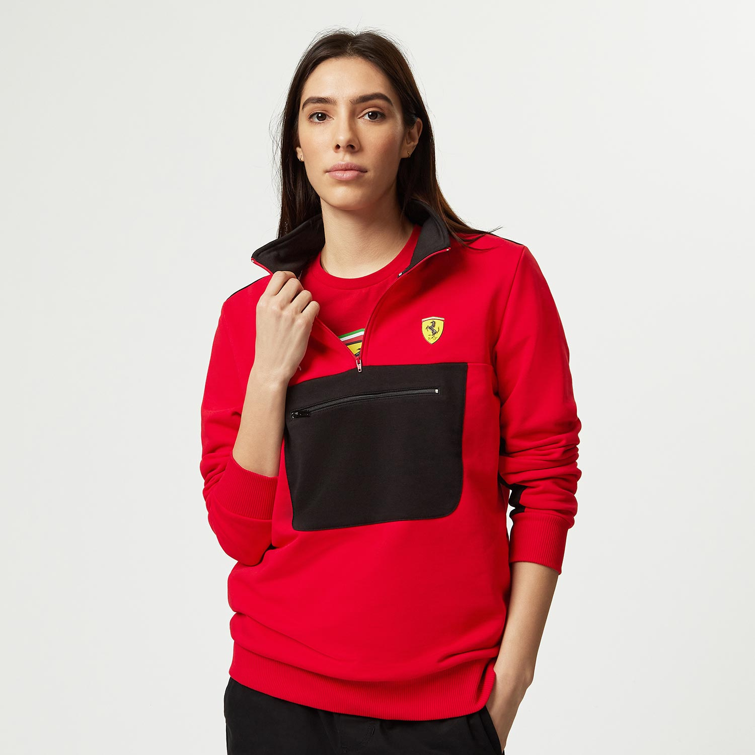 2024 Ferrari F1 Men's 1/4 Zip Red Sweatshirt Red | Clothing ...