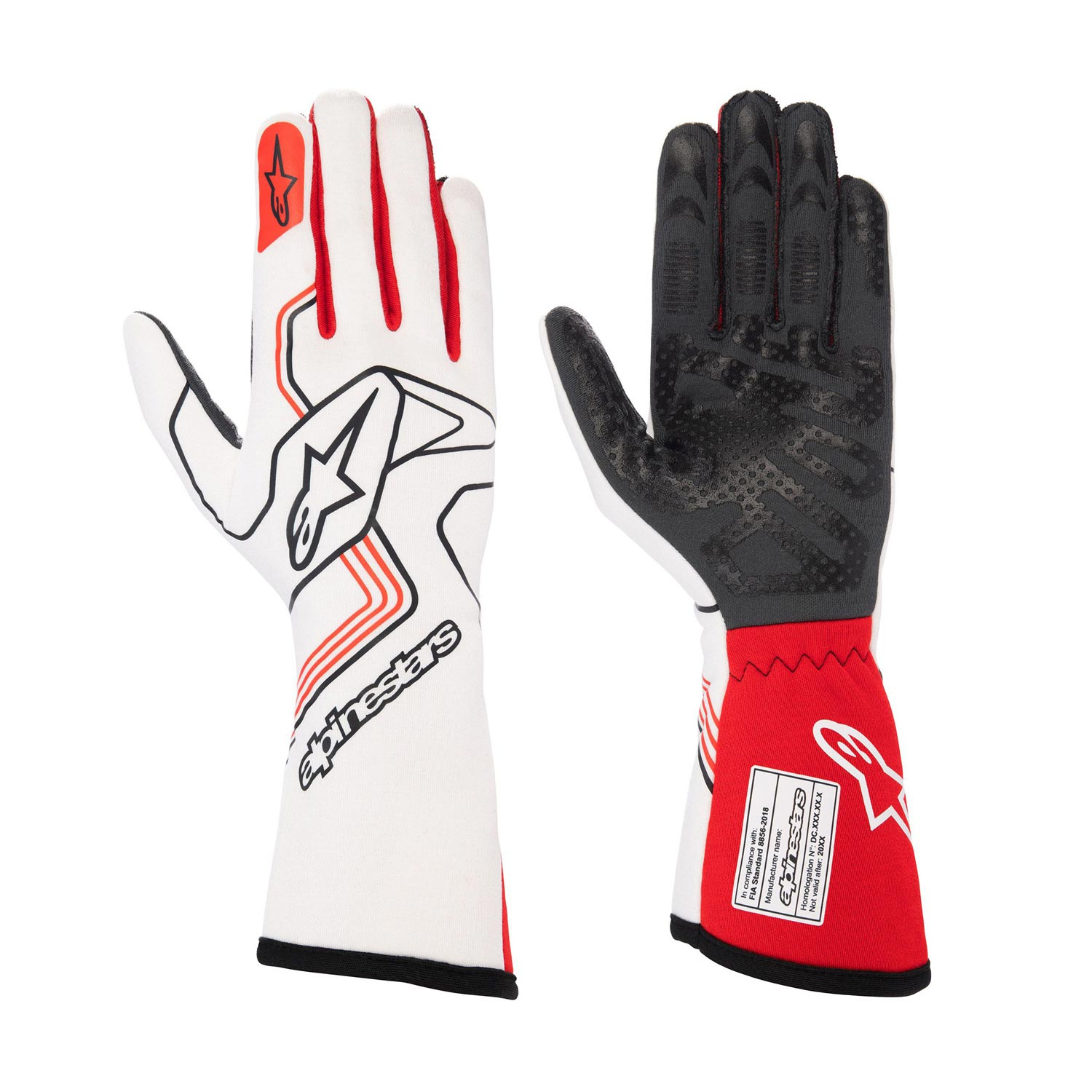 Alpinestars Italy Tech-1 RACE V3 Gloves White/Red (FIA) White || Red ...