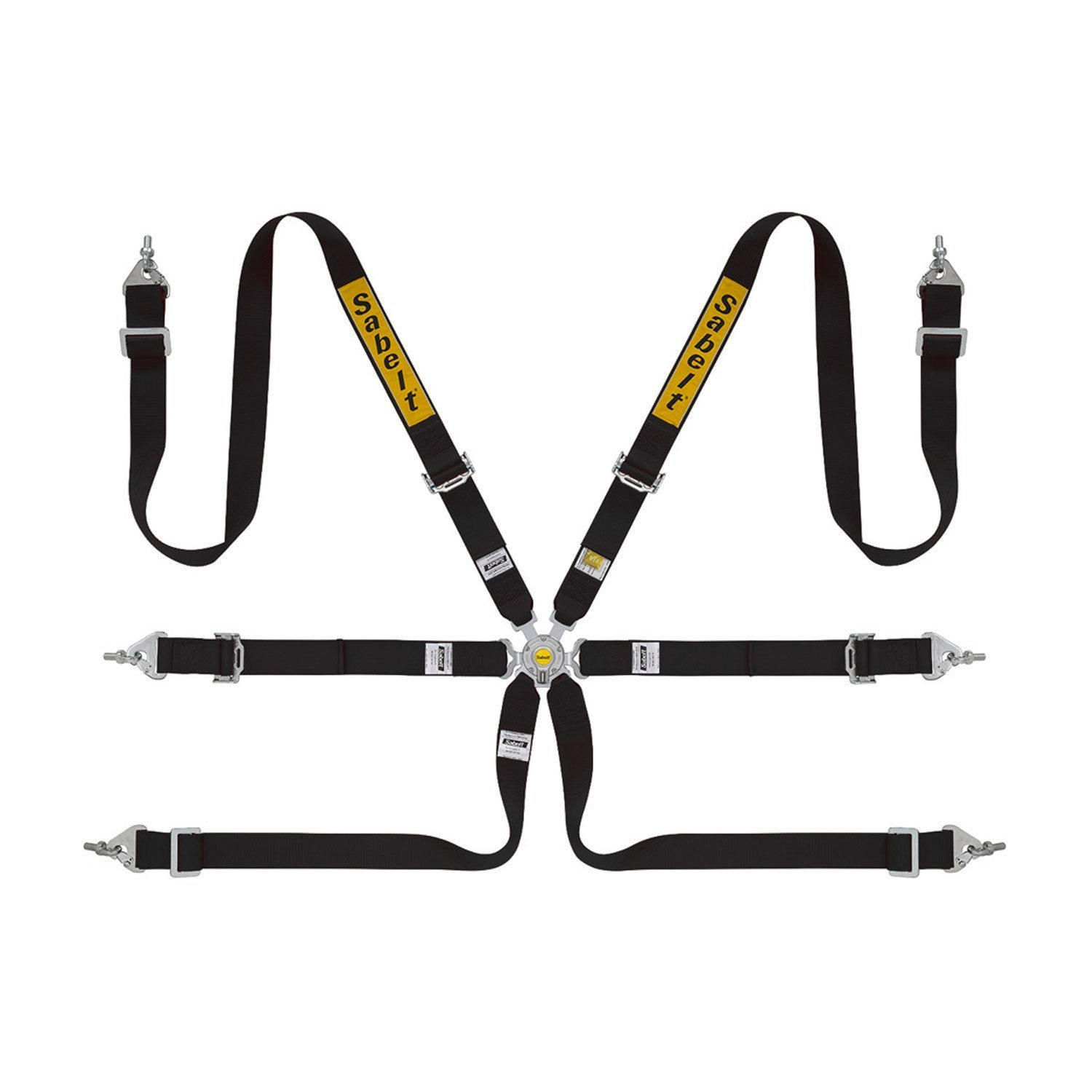 Sabelt Safety Belts 6 - points Silver Saloon Rally 2" Black (with ...