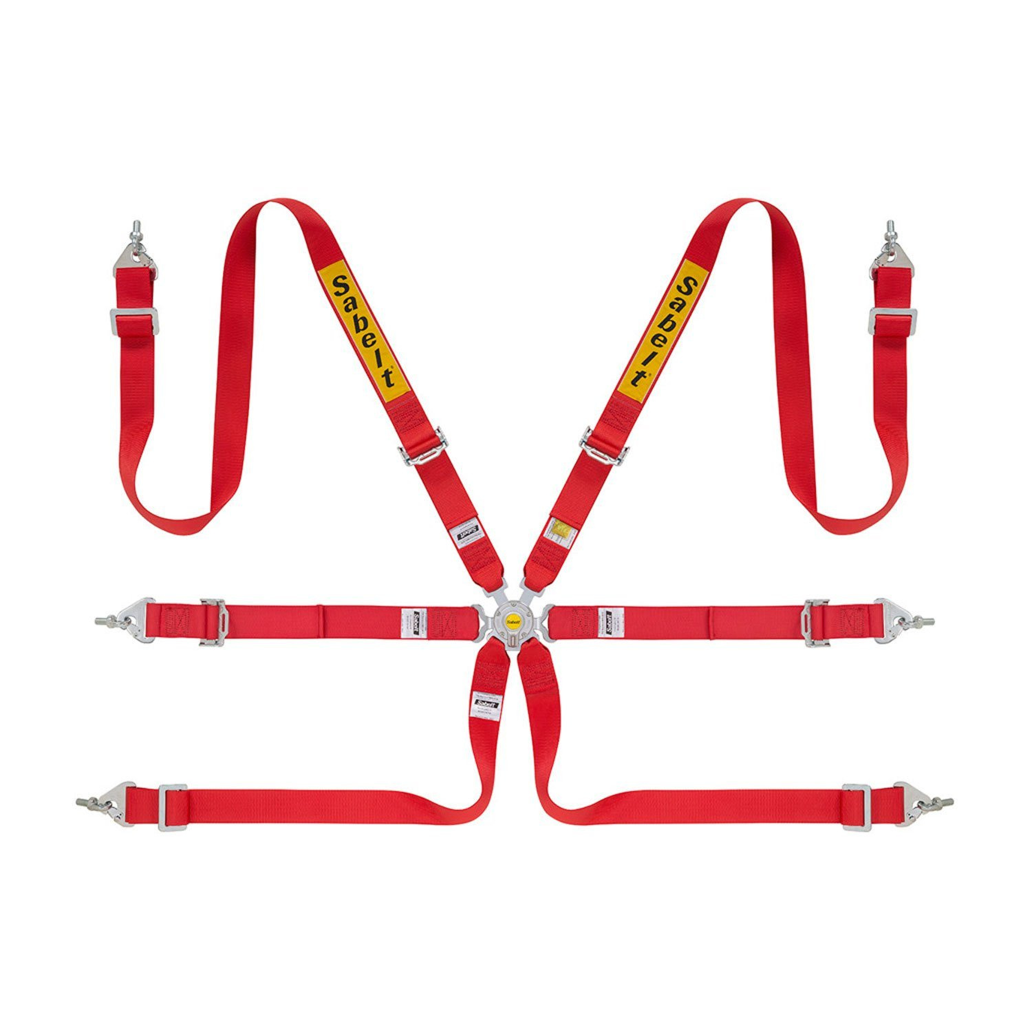 Sabelt Safety Belts 6 - points Steel Saloon Rally 2x2 Red (with ...